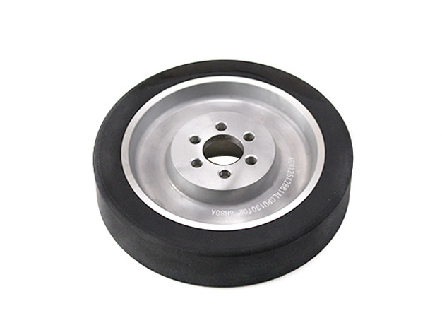 AGV polyurethane drive wheel flange steel core hub with pattern 125 * 38mm